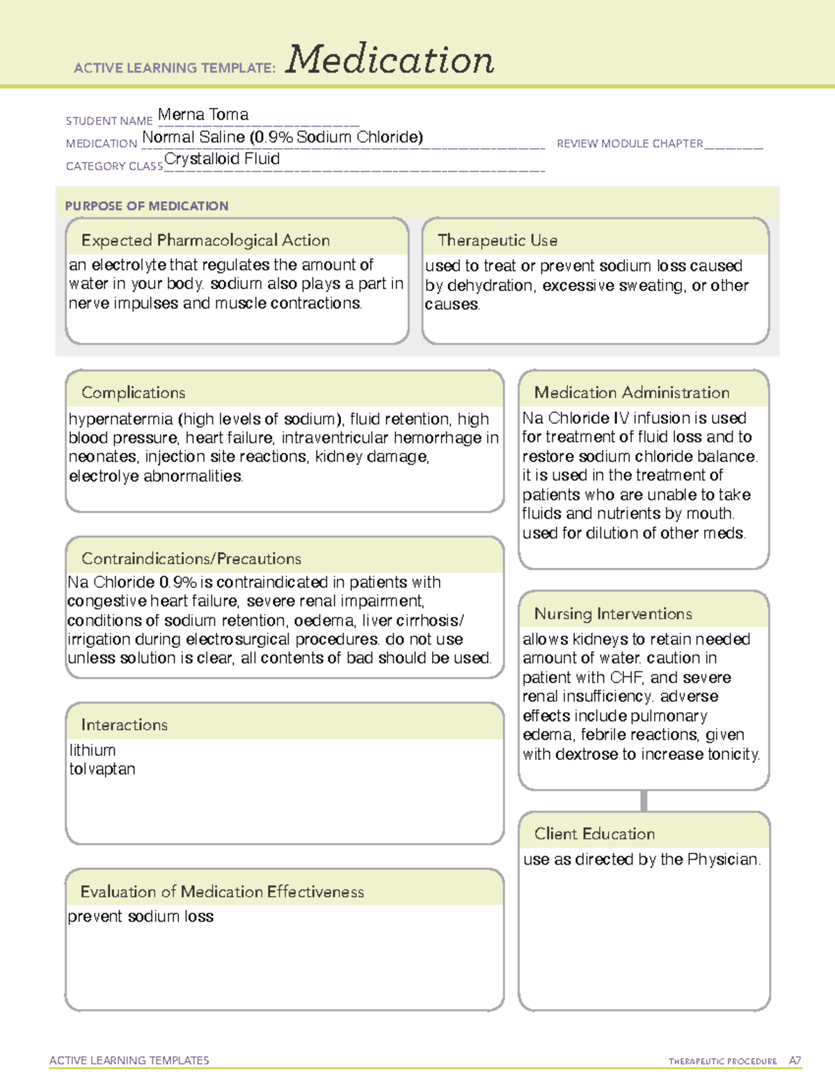 Saline medication template - ACTIVE LEARNING TEMPLATES THERAPEUTIC ...