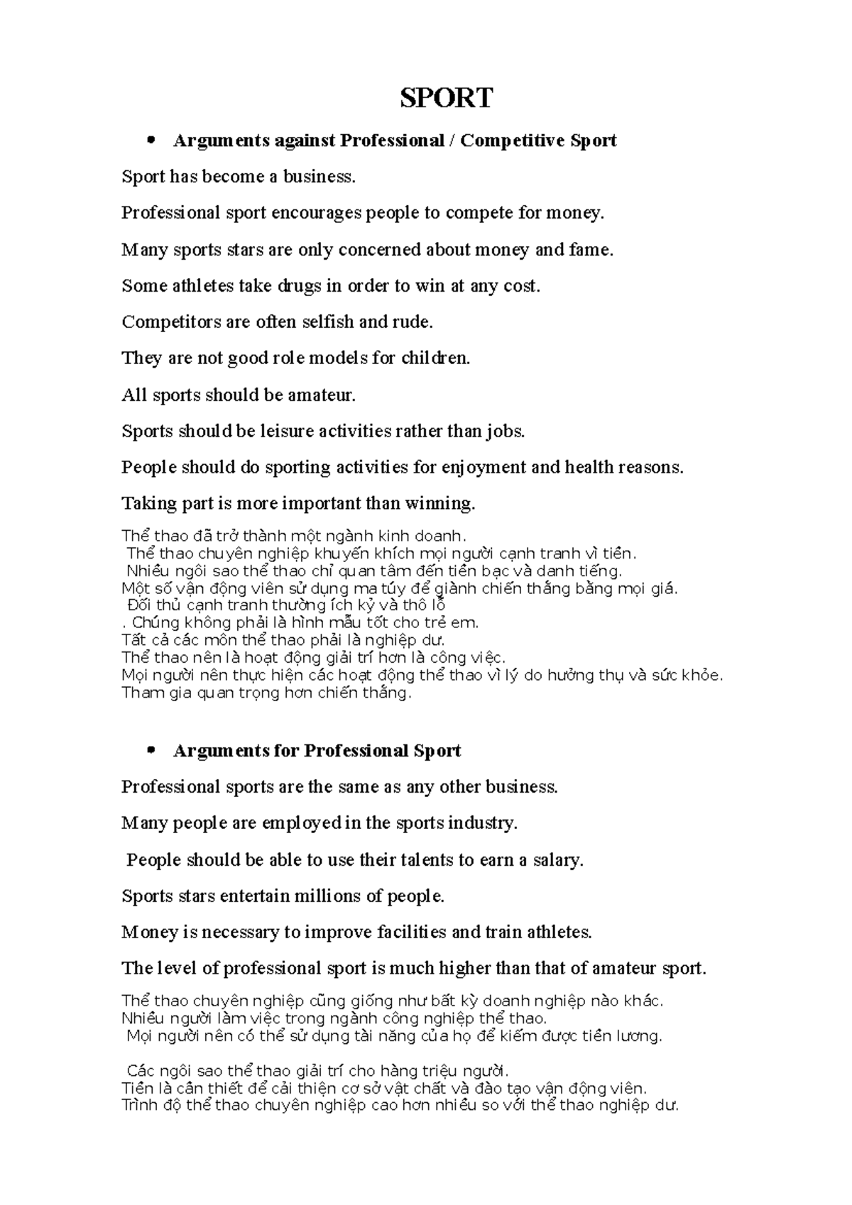 Sport - sfrbgxfdbrdxsvdxv - SPORT Arguments against Professional ...