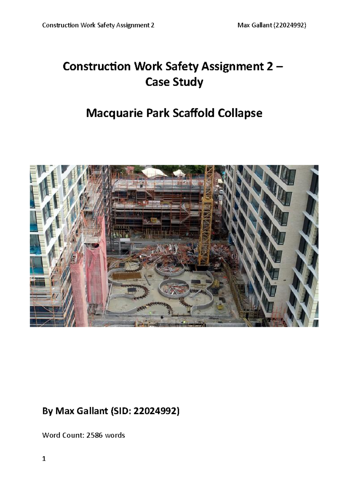 Construction Work Safety Assignment 2 Final - The aim of this report is ...