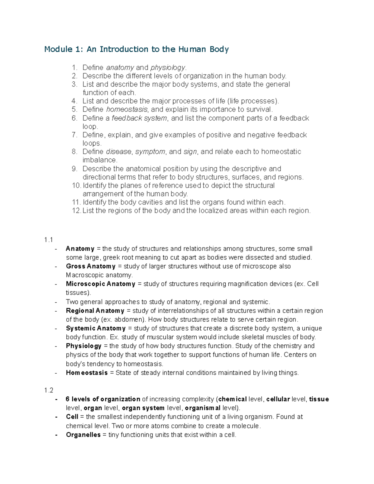 Biol 1593 Module 1 Notes For First Chapter Of Biol 1593 Module 1