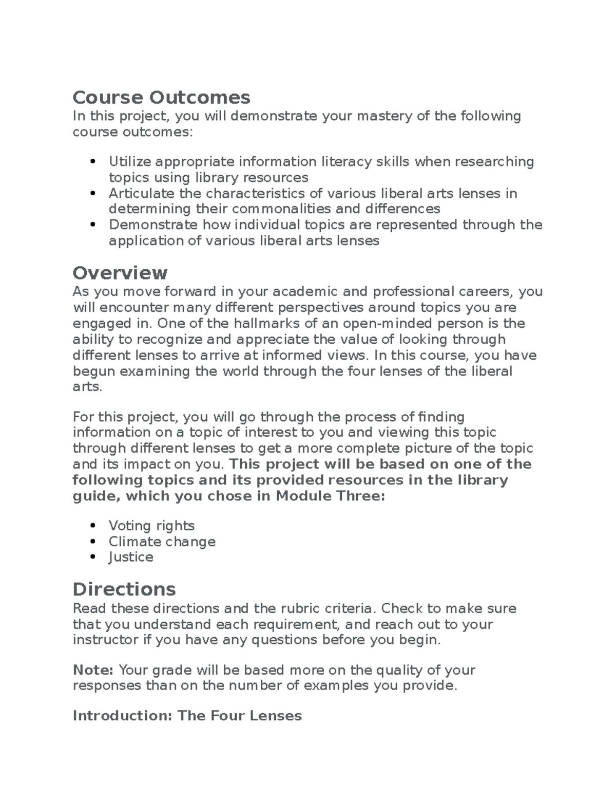 Document overview - Course Outcomes In this project, you will ...