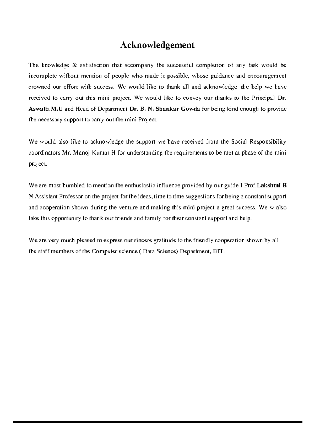 Final bhumi scr report - notes - Acknowledgement The knowledge ...