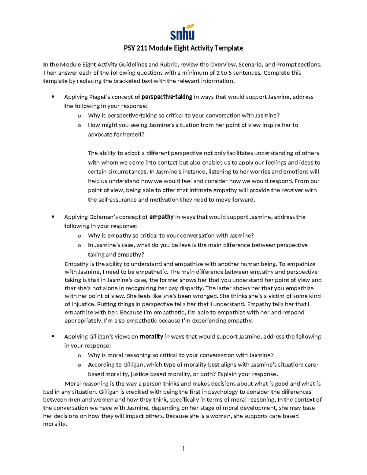 8-2 Activity Journal PSY 211 - PSY 211 Module Eight Activity Template ...