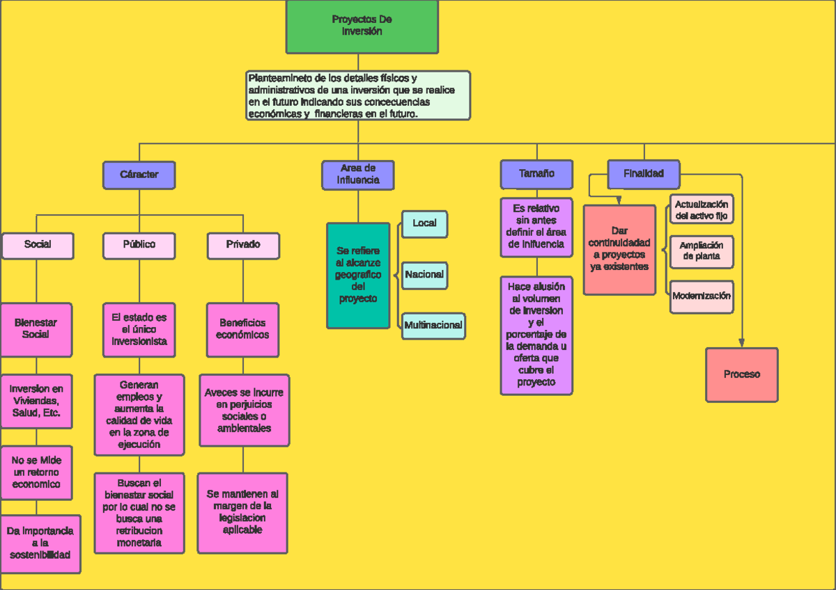 Actividad 1. Mapa conceptual - Proyectos De Inversión Planteamineto de los detalles físicos y ...