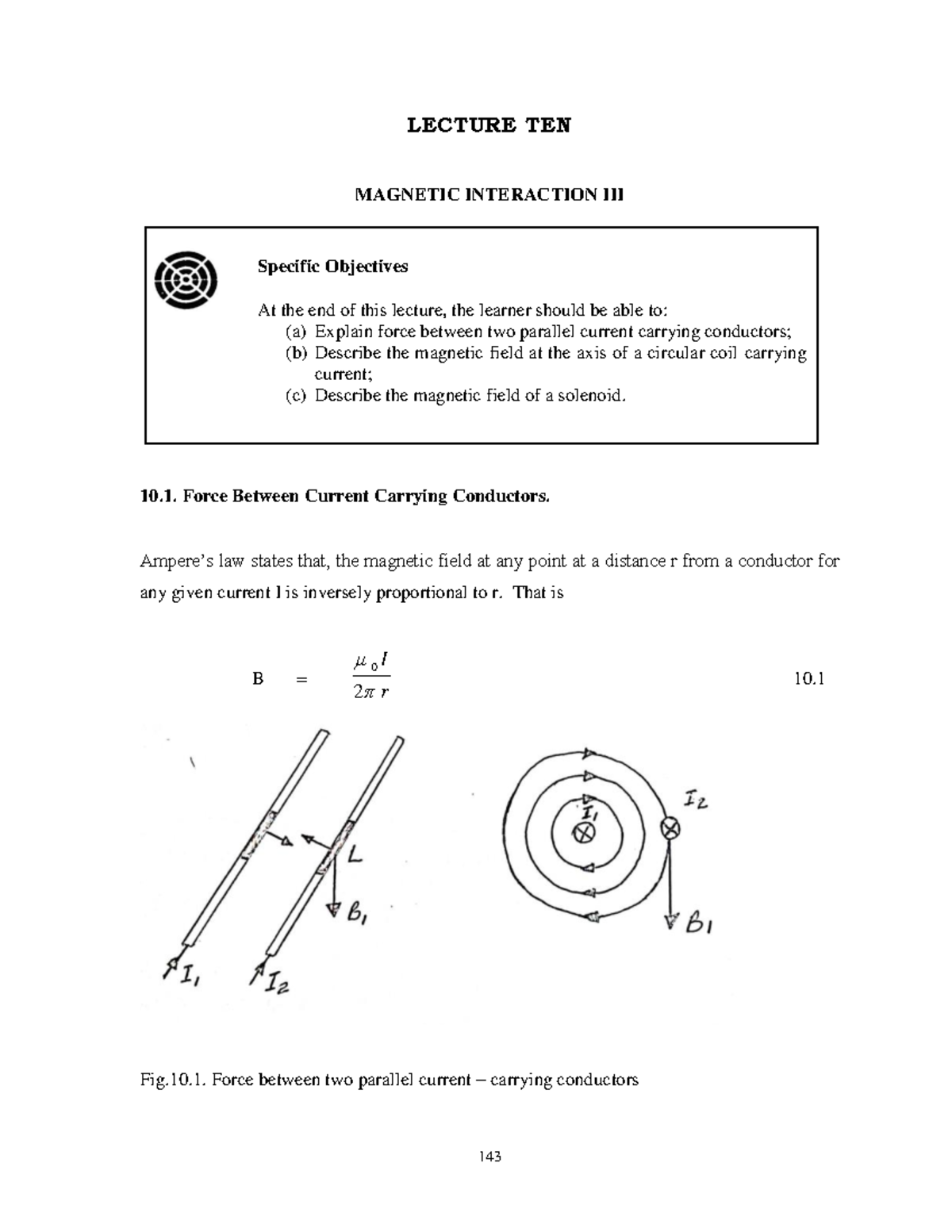 10 SPH 3102 Lecture TEN - Magnetic Interaction III - LECTURE TEN MAGNETIC INTERACTION III Force ...