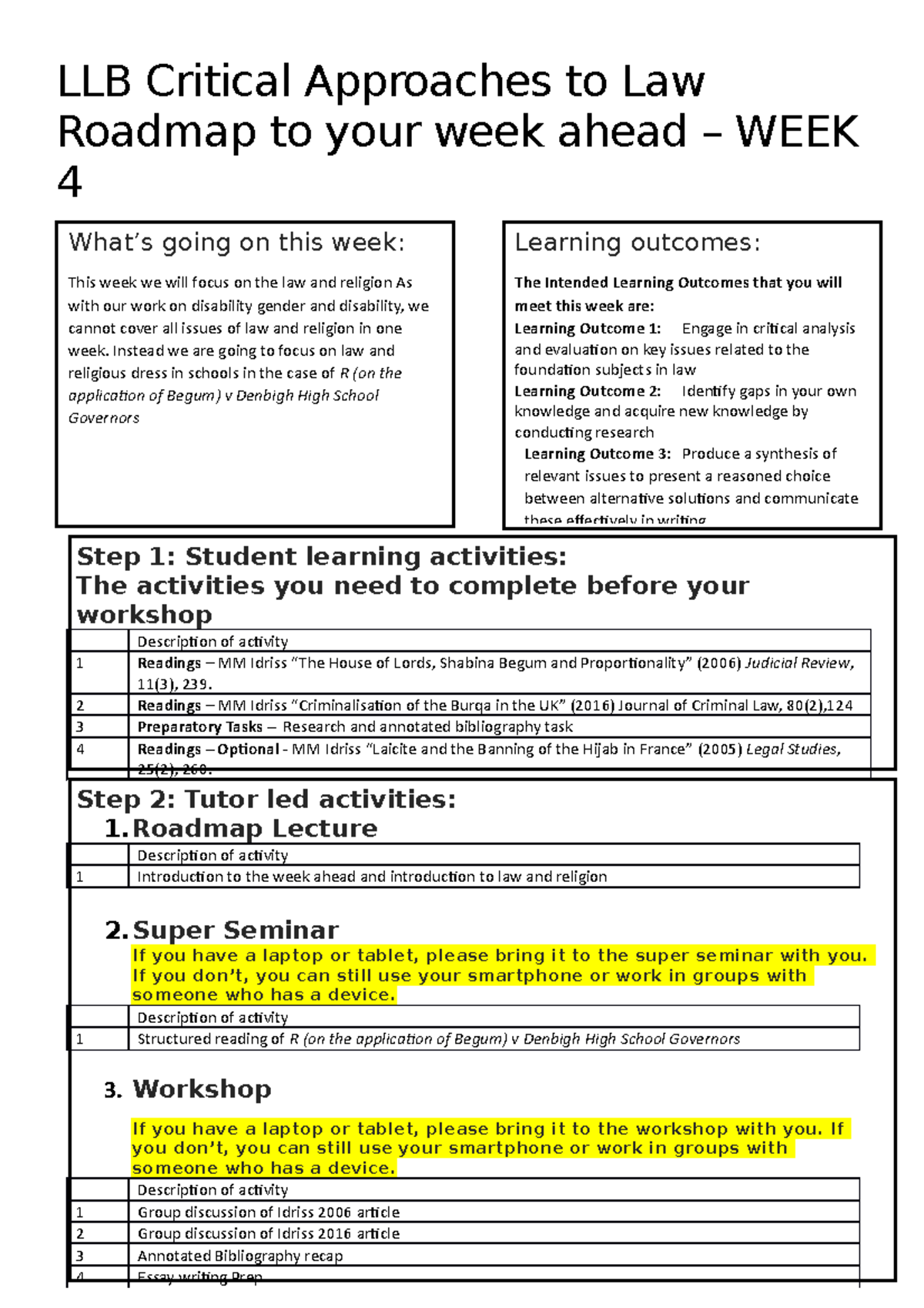 Week 5 ROAD MAP - Week 5 Roadmap - LLB Critical Approaches to Law ...