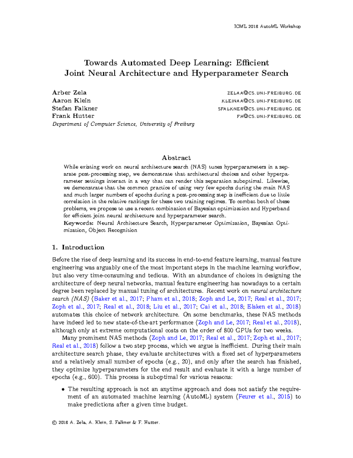 Towards Automated Deep Learning Efficient Joint Neural Architecture And Hyperparameter Search