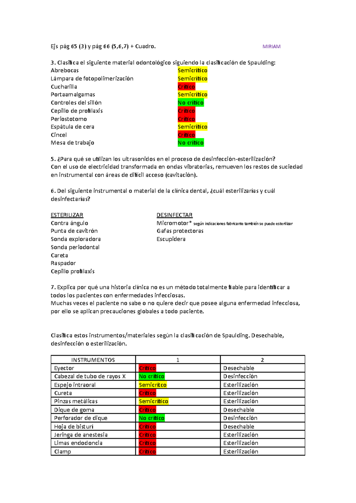 Ejs Exploración T2_ Fp GS Higiene Bucodental - Ejs pág 65 (3) y pág 66 (5,6,7) + Cuadro. - Studocu