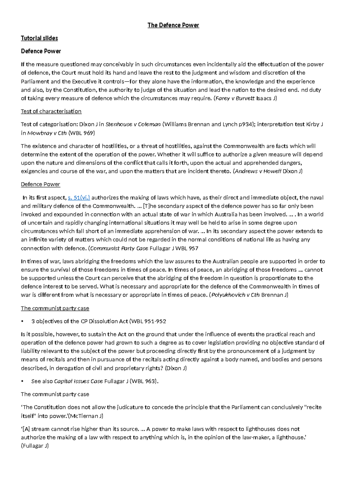 The Defence Power - The Defence Power Tutorial slides Defence Power If ...