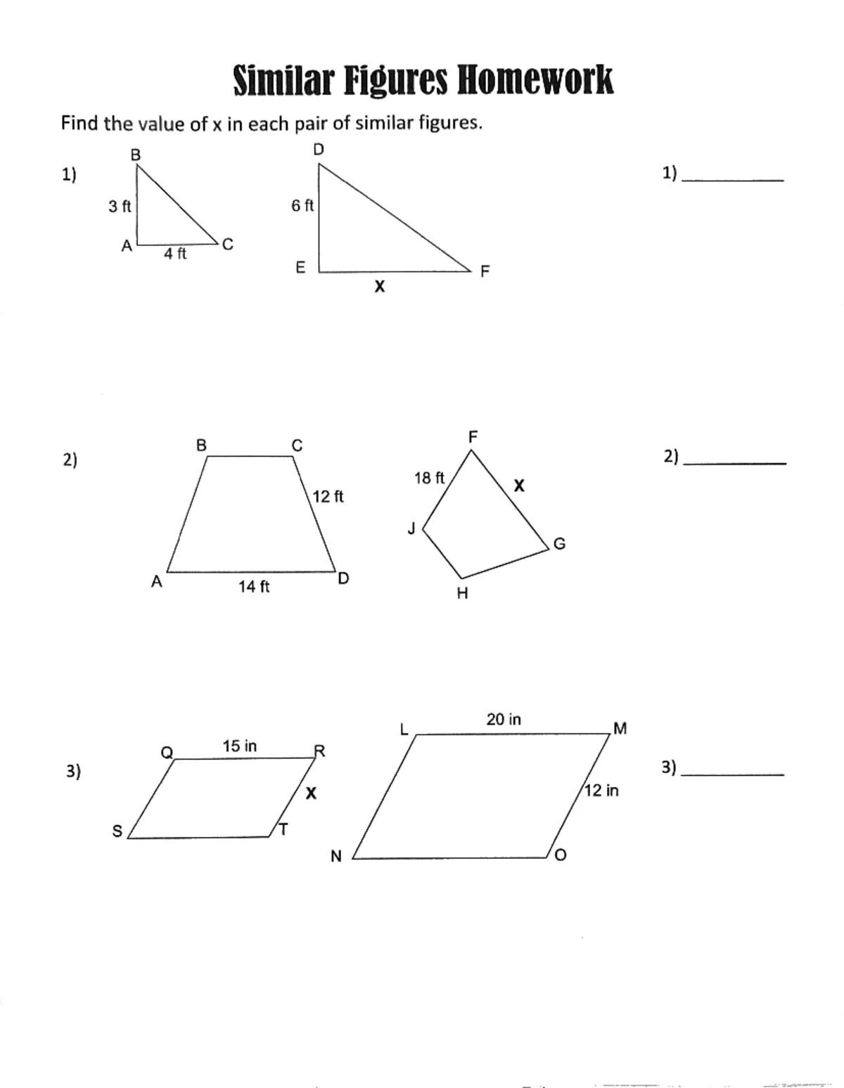 Similar Figures HW - it is difficult - Studocu