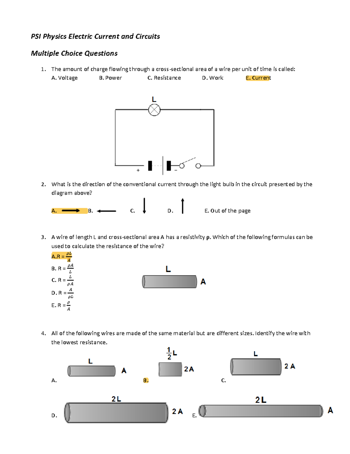electric-current-circuits- PSI Physics Electric Current and Circuits ...