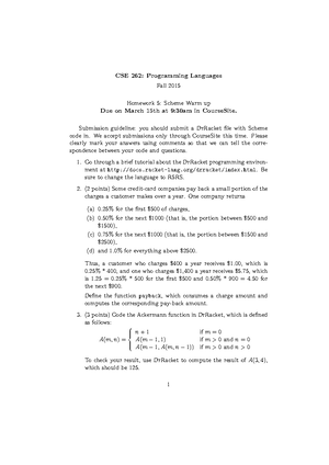 Hw4 answer key fall2015 - CSE262: Programming Languages Fall 2015 Homework 4: Answer Keys 1.(6 ...