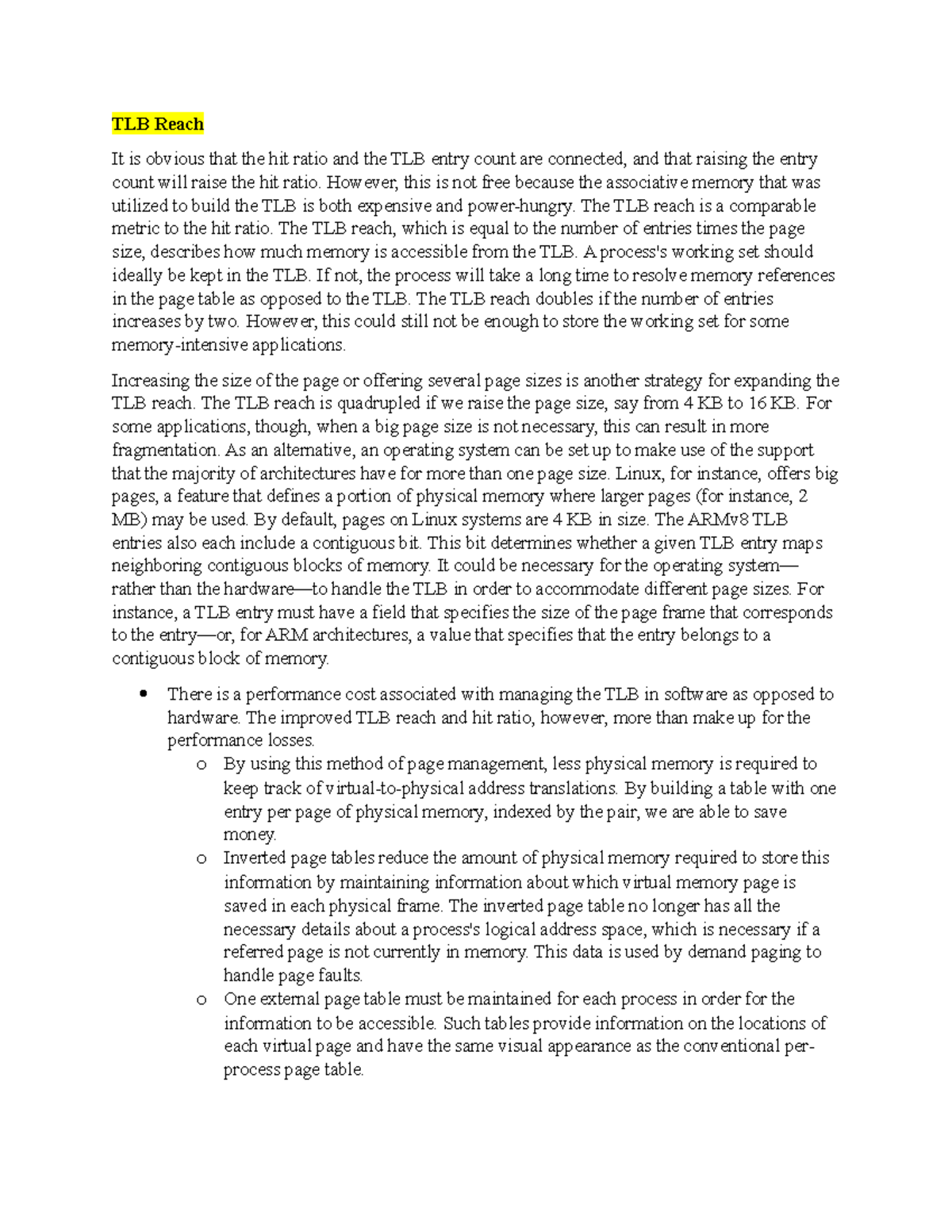 TLB Reach - TLB Notes - TLB Reach It is obvious that the hit ratio and ...