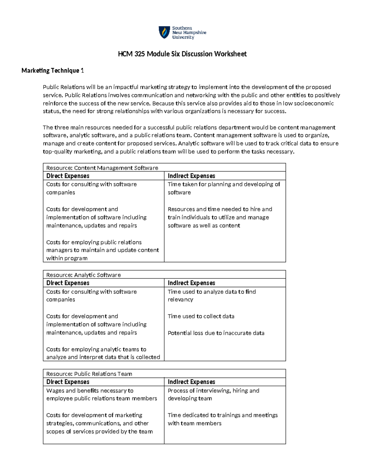 HCM 325 Module Six Discussion Worksheet - HCM 325 Module Six Discussion ...
