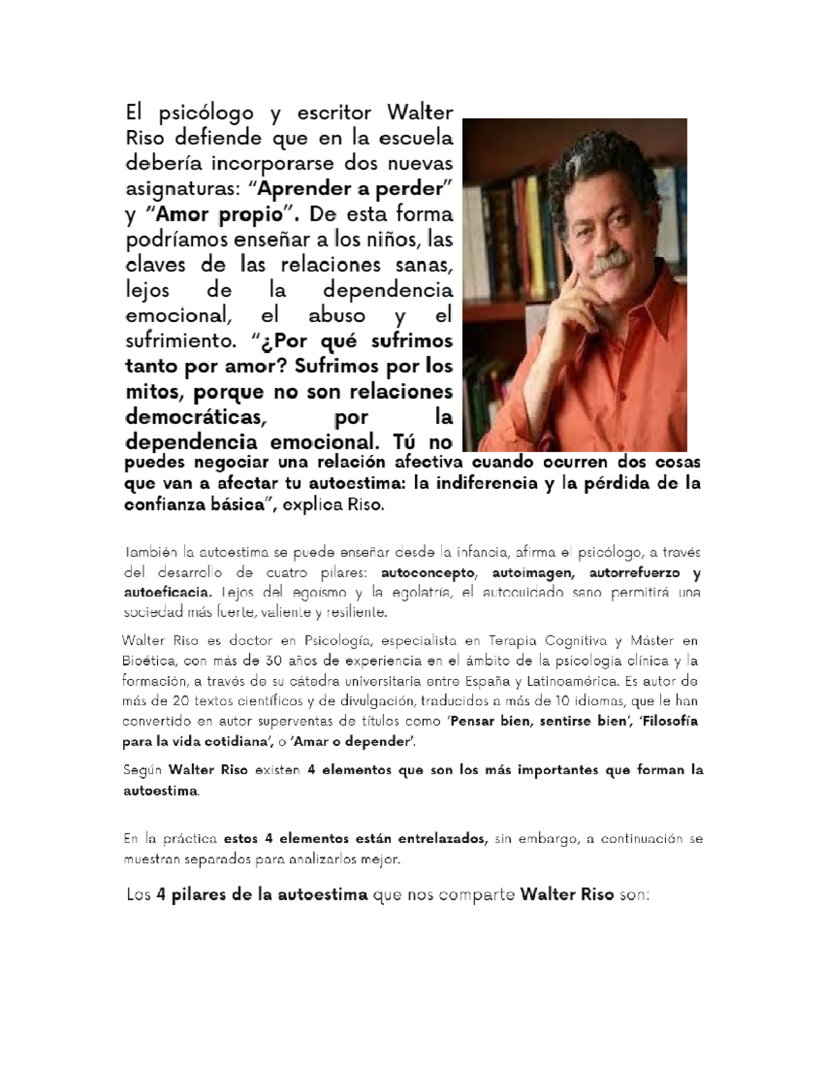 4 pilares walter rizo-def - El psicólogo y escritor Walter Riso ...