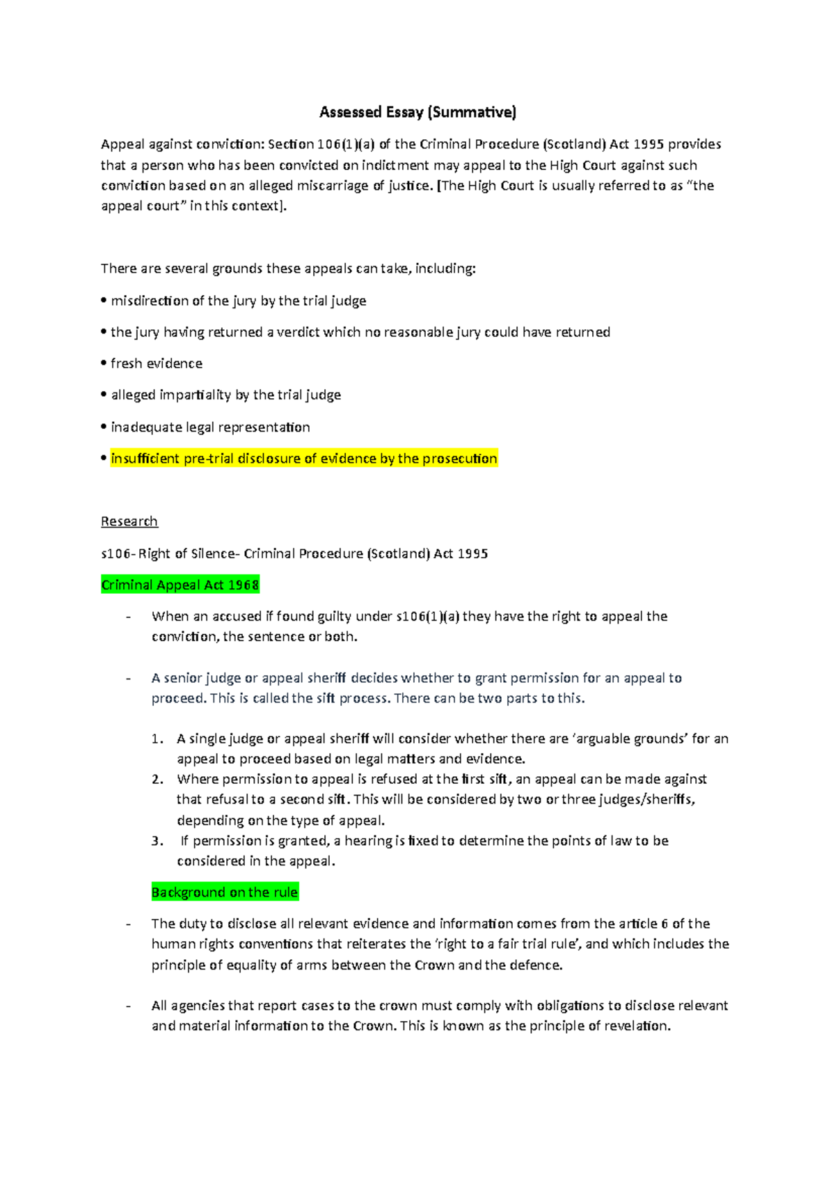 Research sheet- for assignment - Assessed Essay (Summative) Appeal ...