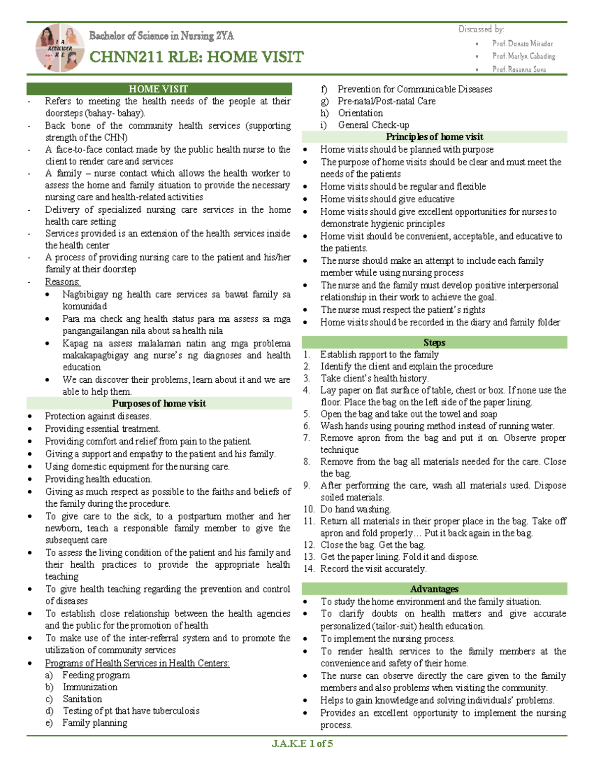 WK2 - Home Visit - For educational purpose only - Bachelor of Science ...