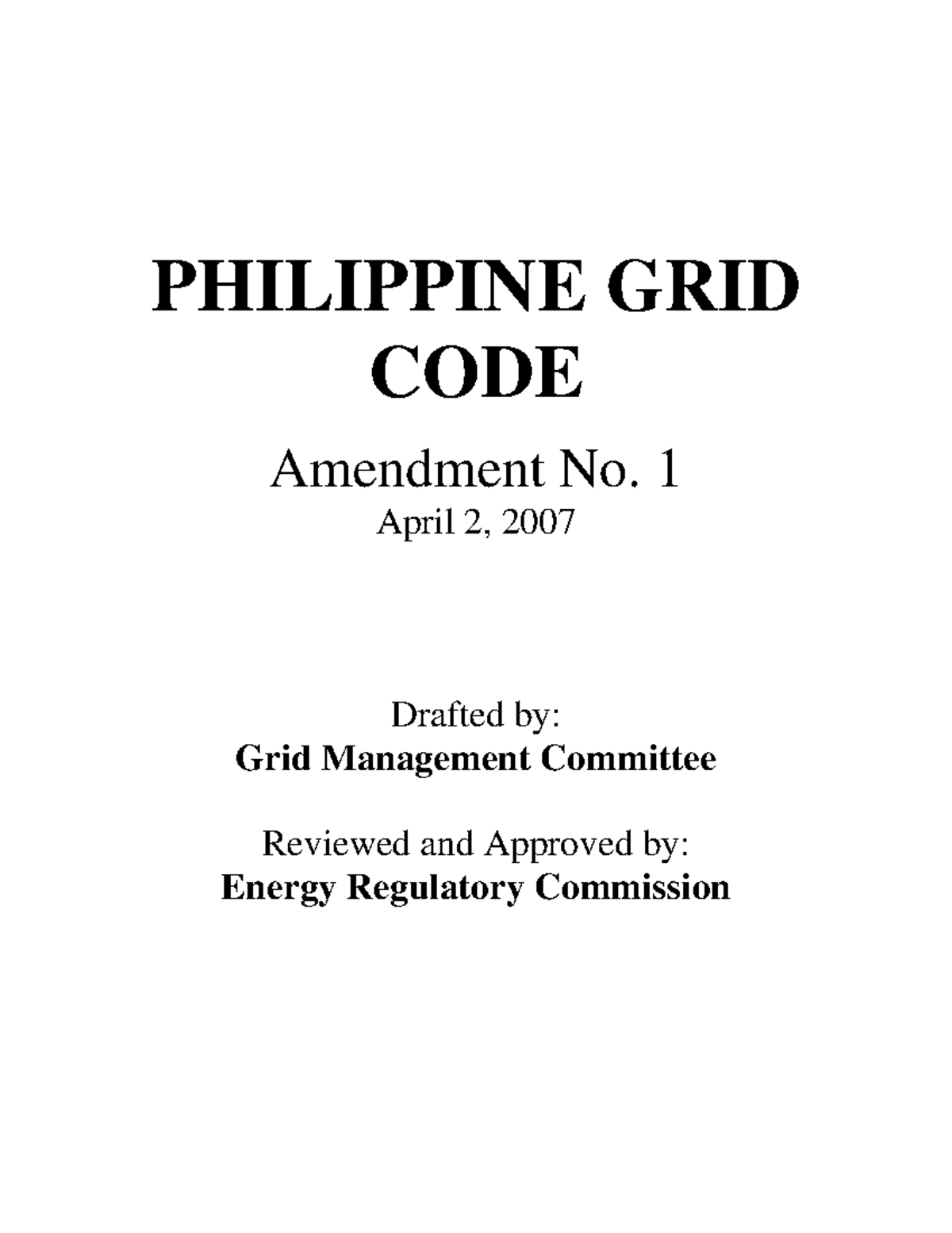 Philippine Grid Code - PHILIPPINE GRID CODE Amendment No. 1 April 2 ...