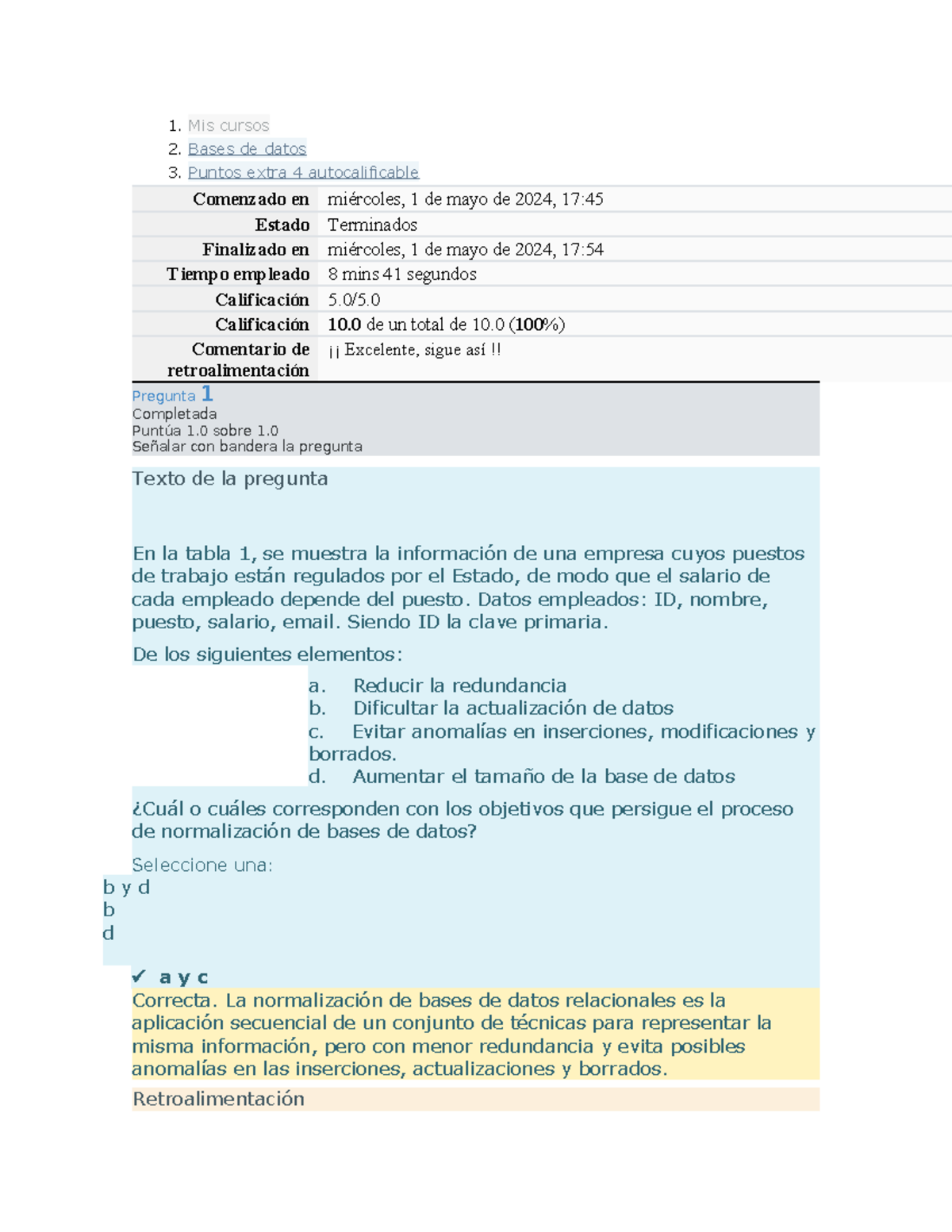 Bases de dat OS - Puntos extra 4 autocalificable - 1. Mis cursos 2 ...