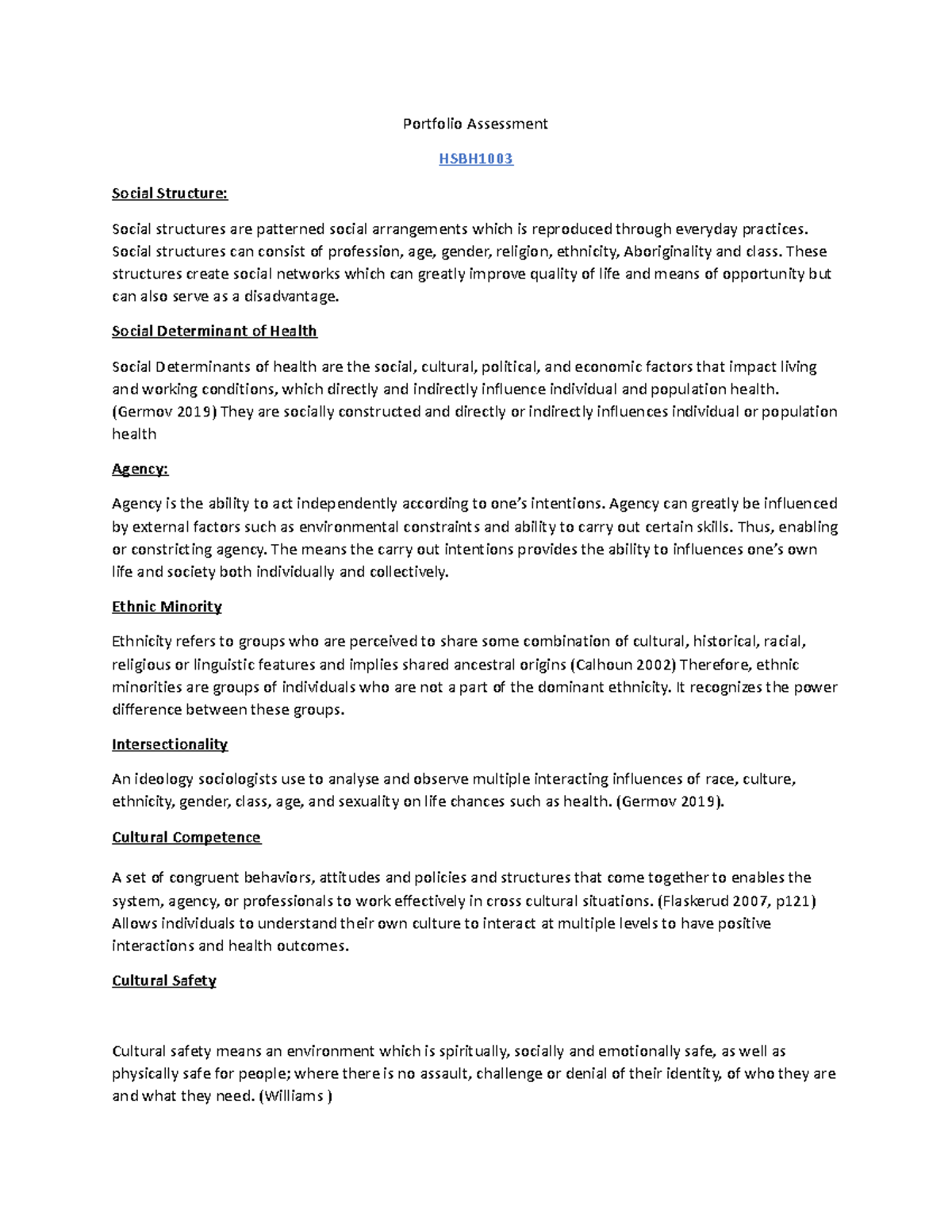 HSBH Portfolio - Portfolio Assessment HSBH Social Structure: Social ...