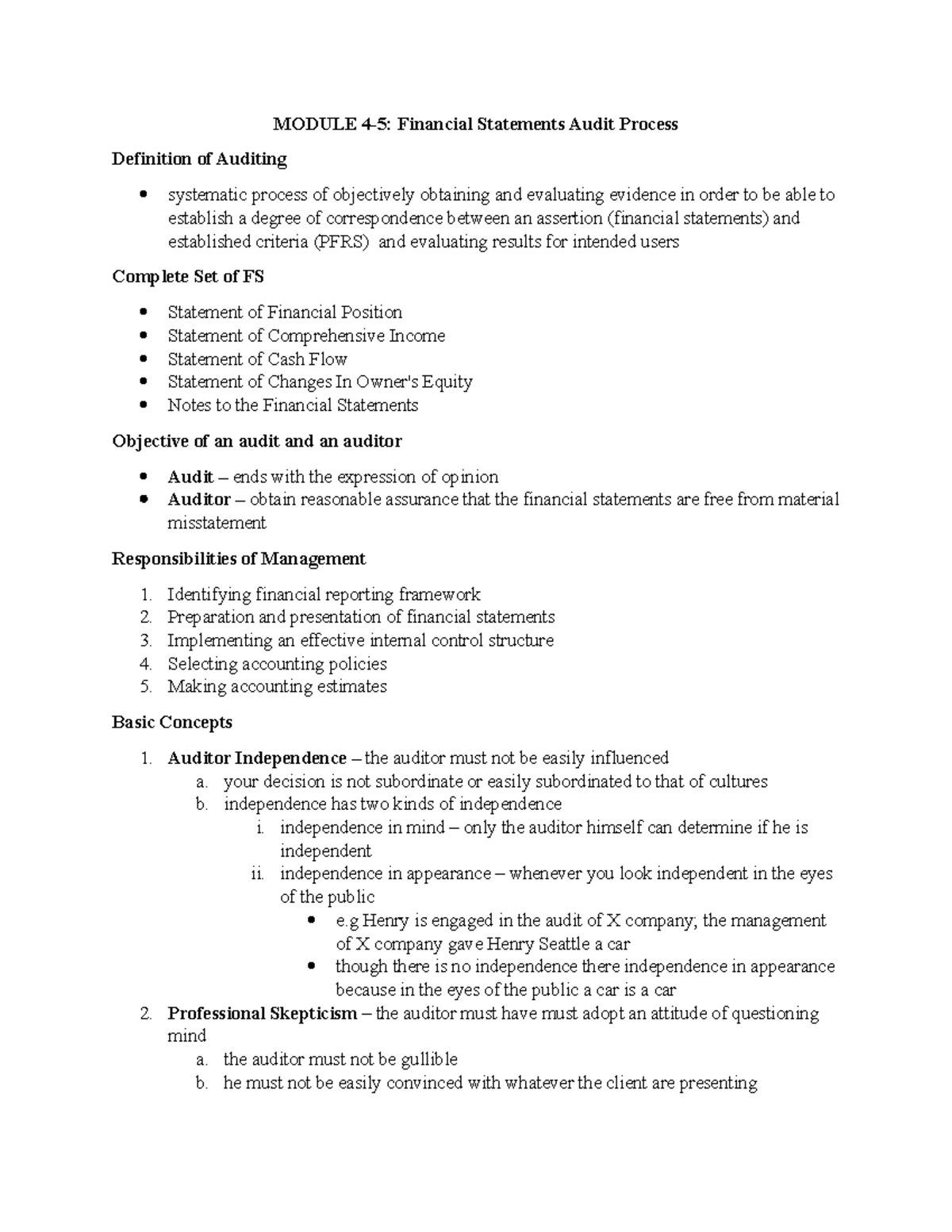 Module 4-6 - MODULE 4-5: Financial Statements Audit Process Definition ...