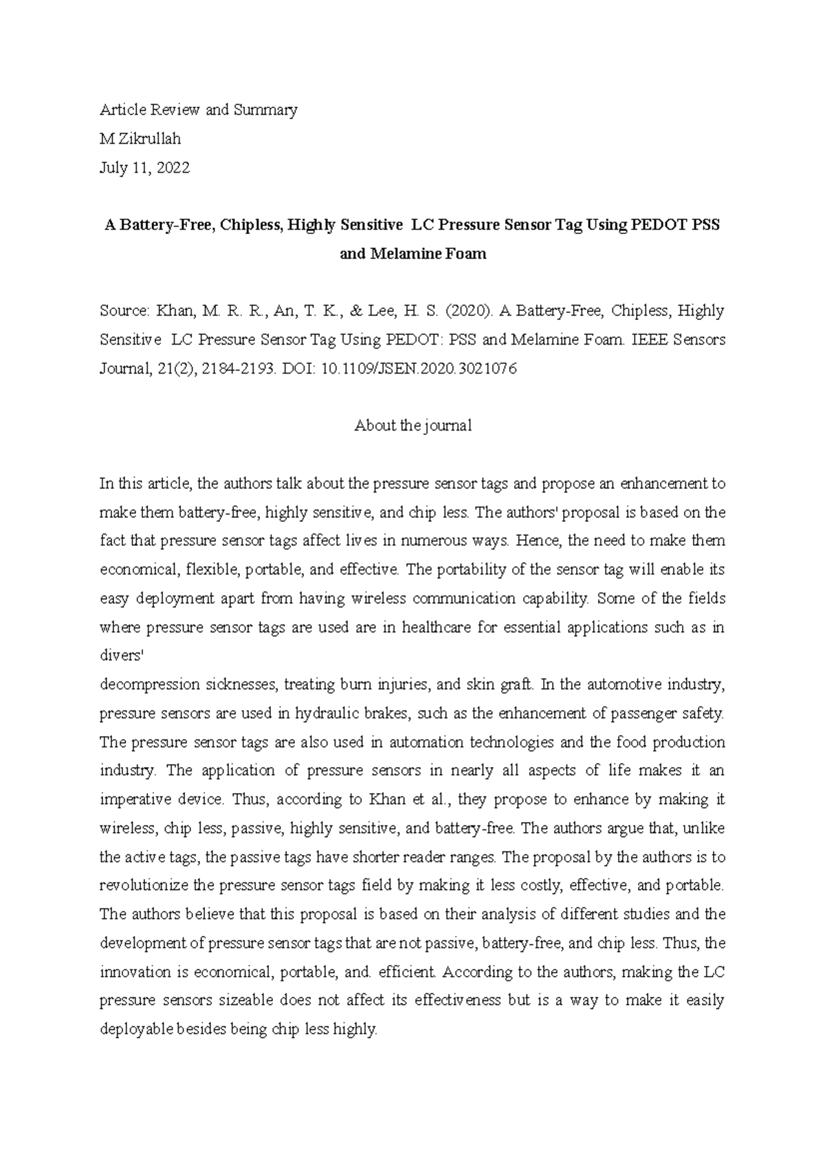 A Battery-Free, Chipless, Highly Sensitive LC Pressure Sensor Tag Using ...