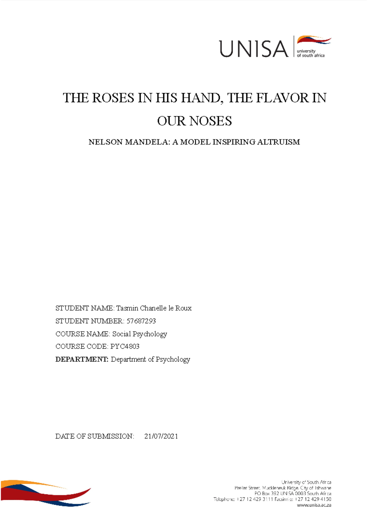 PYC4803 Assignment 2 of 2021 - PYC4803 - Unisa - Studocu
