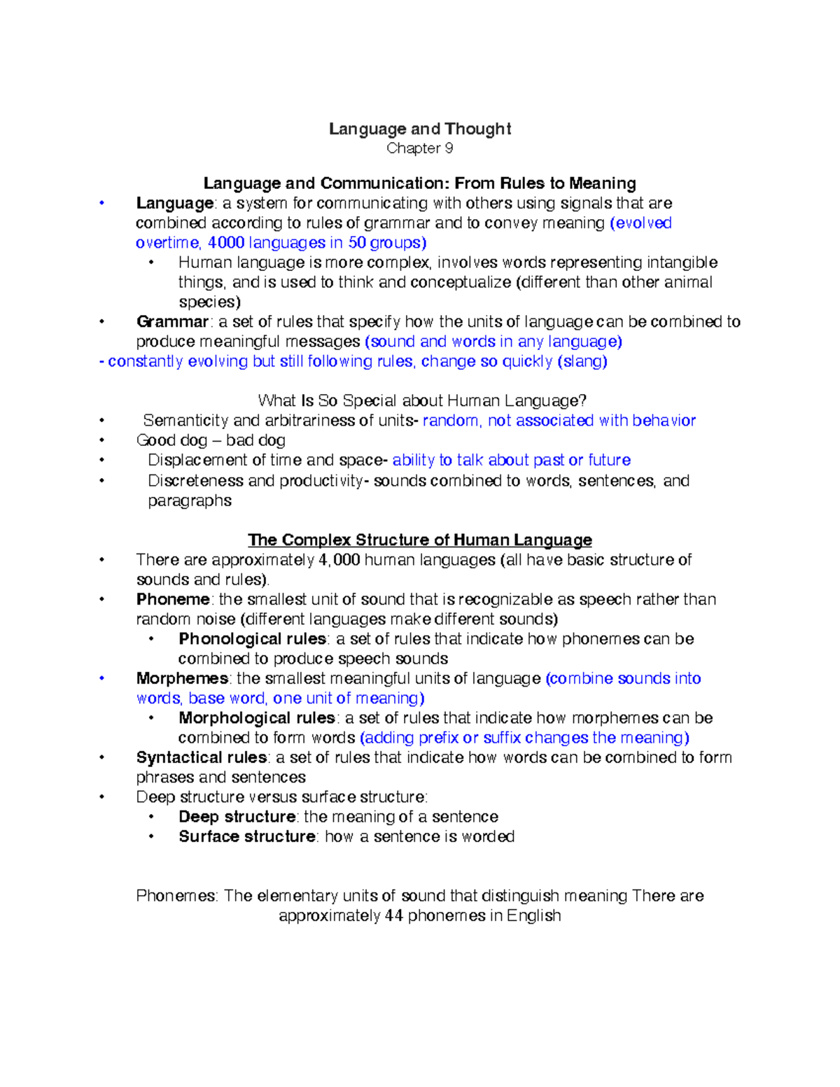 Chapter 9-Language and Thought - Language and Thought Chapter 9 ...