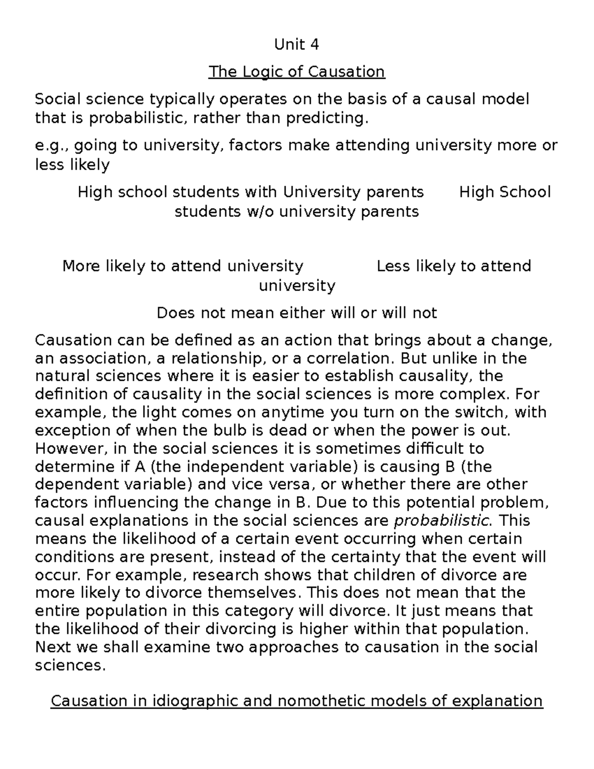 Unit 4 notes - .......................... - Unit 4 The Logic of ...