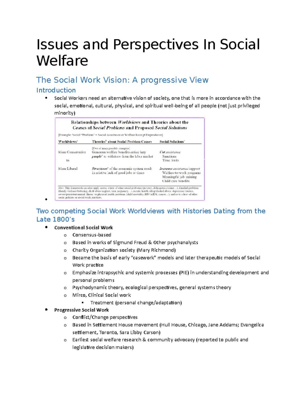 Week One, Class 2 - WEEK ONE - Issues and Perspectives In Social ...