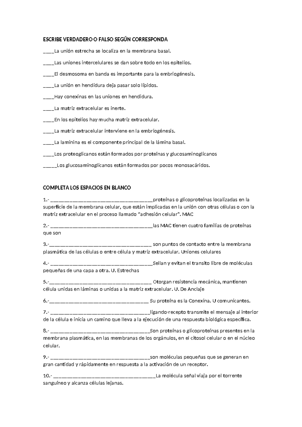 GUIA - Guía - ESCRIBE VERDADERO O FALSO SEGÚN CORRESPONDA ____La unión ...