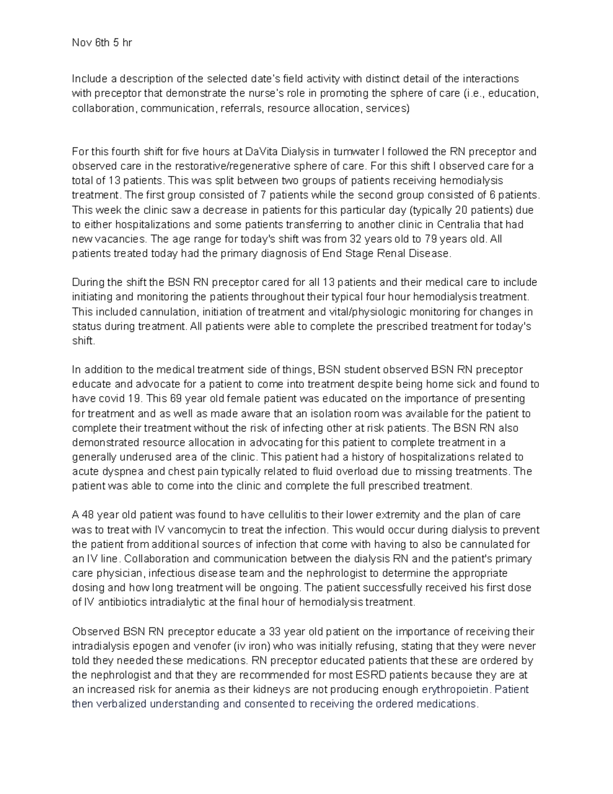 Final 5 hr d224 fe submission - Nov 6th 5 hr Include a description of ...