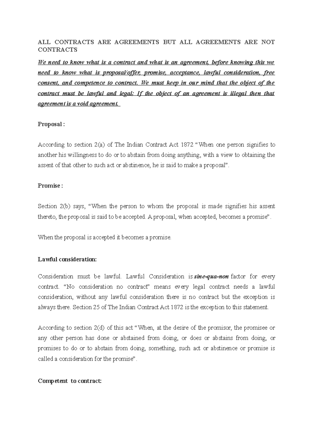 ALL Contracts ARE Agreements BUT ALL Agreements ARE NOT Contracts - ALL ...