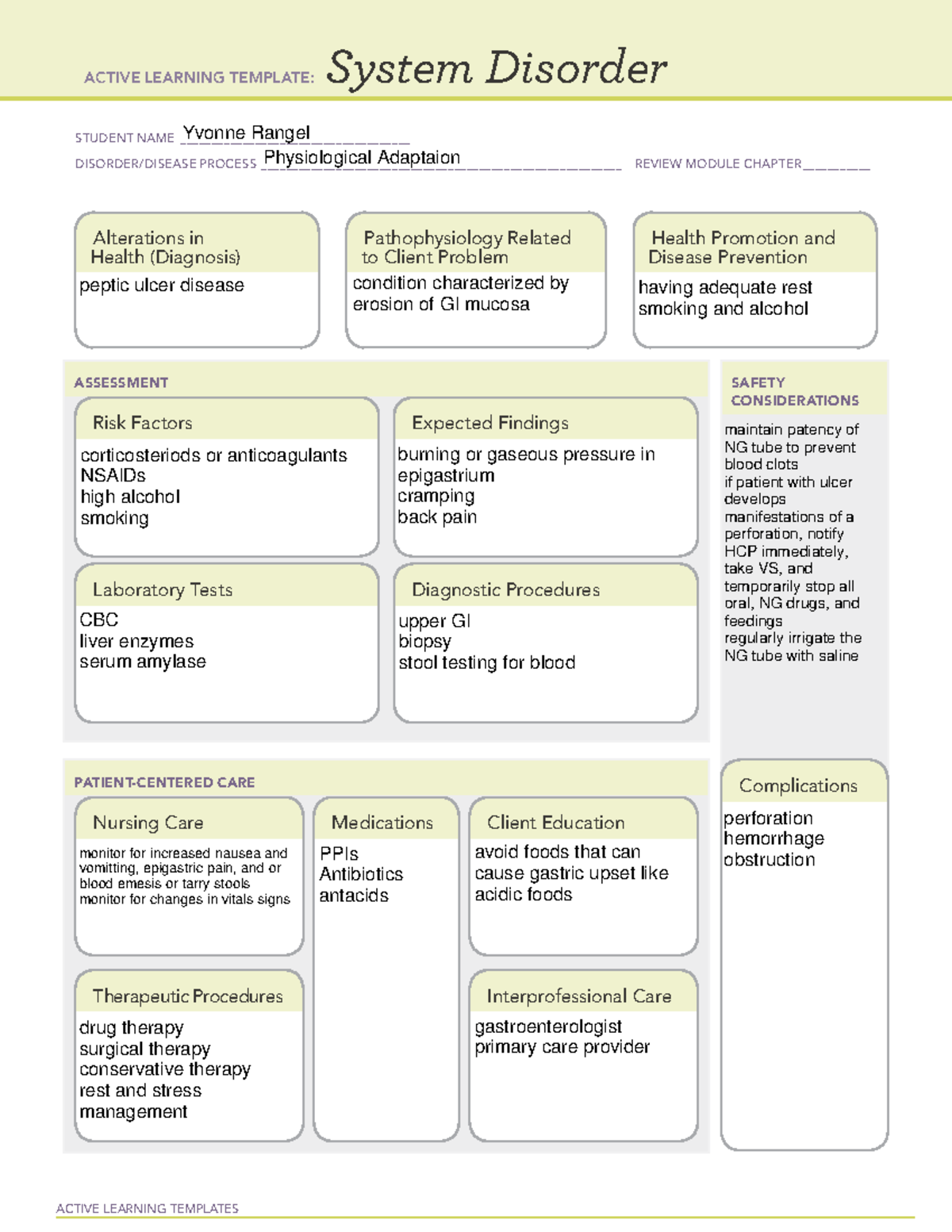 Ati part b 8 - ati - ACTIVE LEARNING TEMPLATES System Disorder STUDENT ...