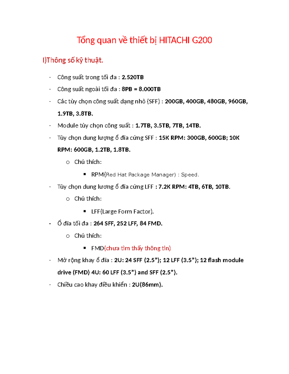 Tổng quan về thiết bị Hitachi G200 - Tổng quan về thiết bị HITACHI G I ...