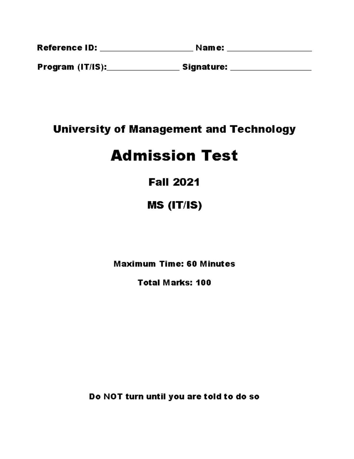 MS,IT-IS Test Sample - Reference ID: _______________________ Name ...