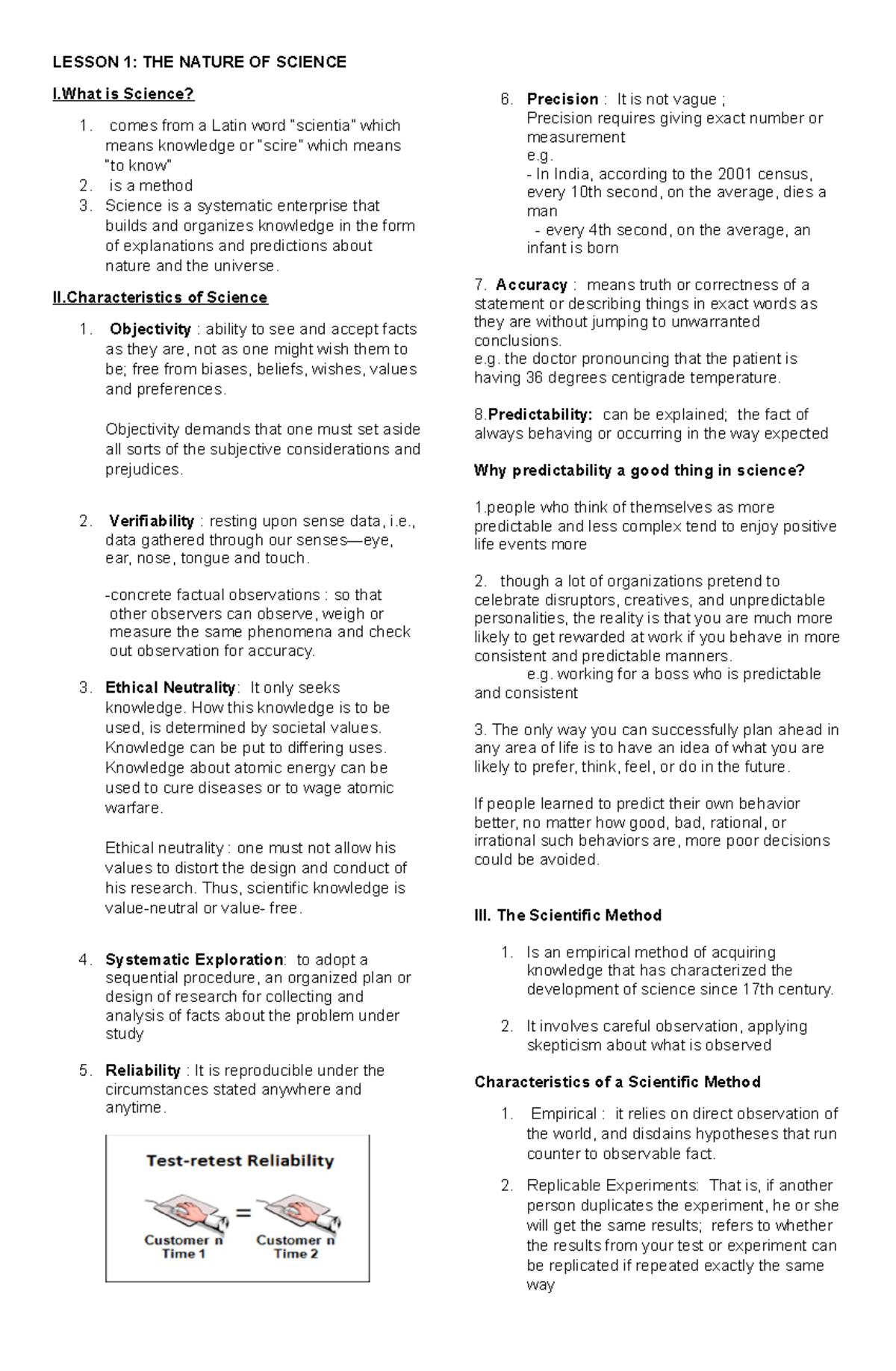 The Nature of Science Ed - LESSON 1: THE NATURE OF SCIENCE I is Science ...