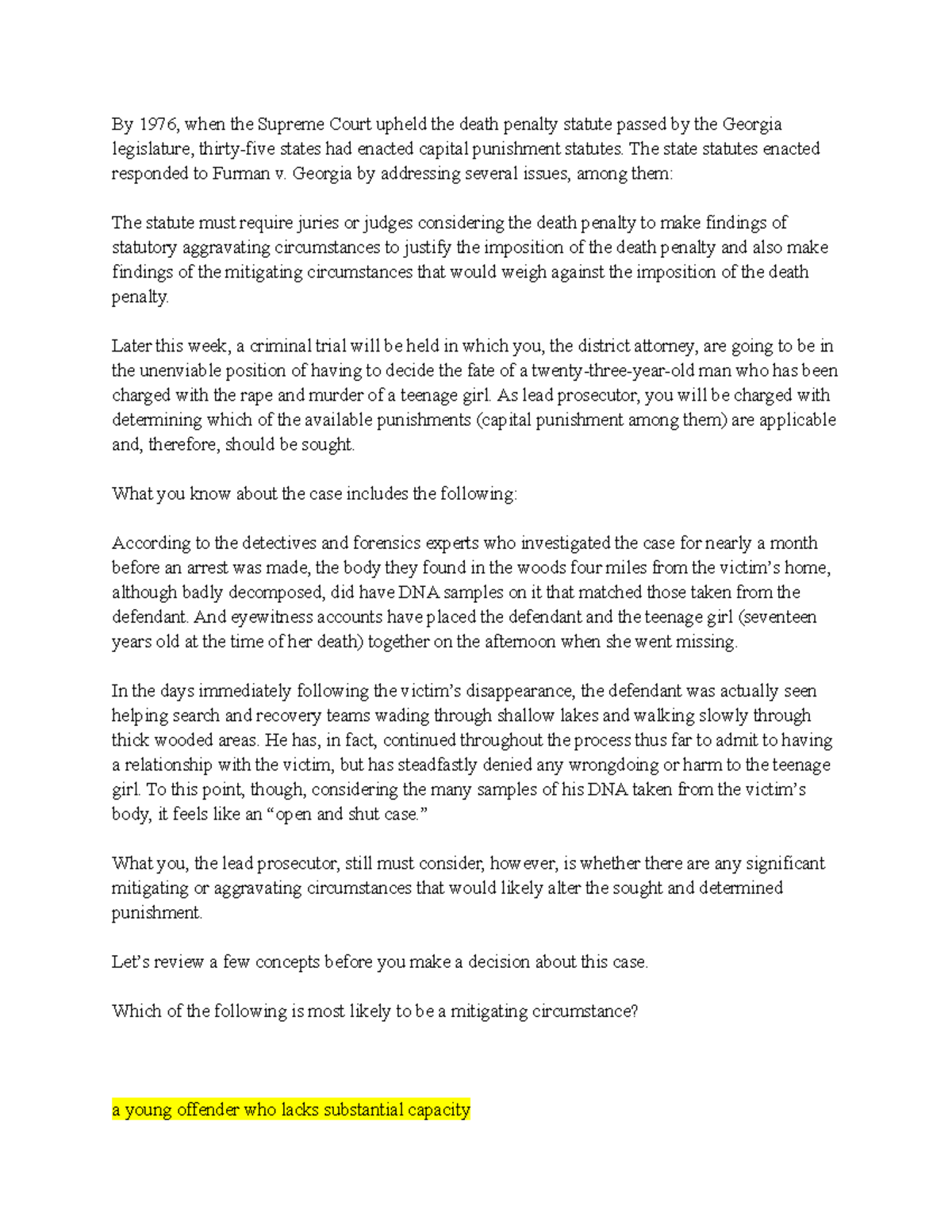 Homework Capital Punishment and Mitigating and Aggravating ...