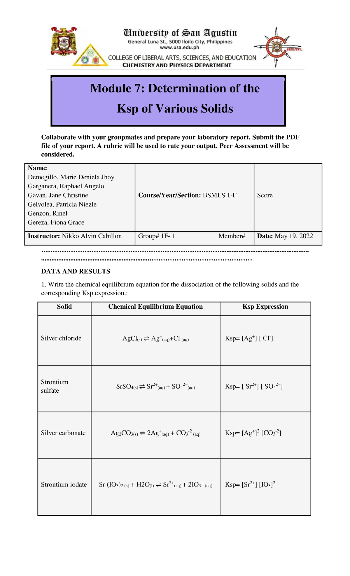 Module 7 Group 1F 1 Bsmls 1F - Collaborate with your groupmates and ...
