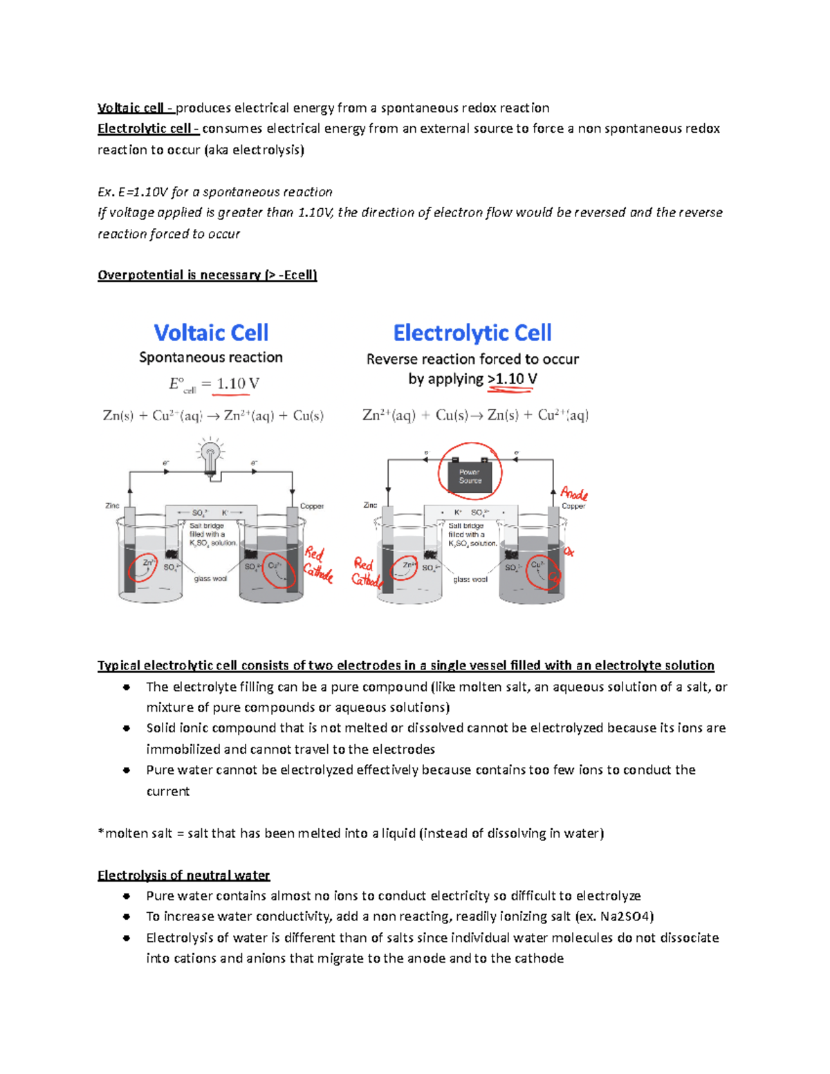 Chemistry Chapter 4.3 - Electrolytic Cell - Voltaic cell - produces ...