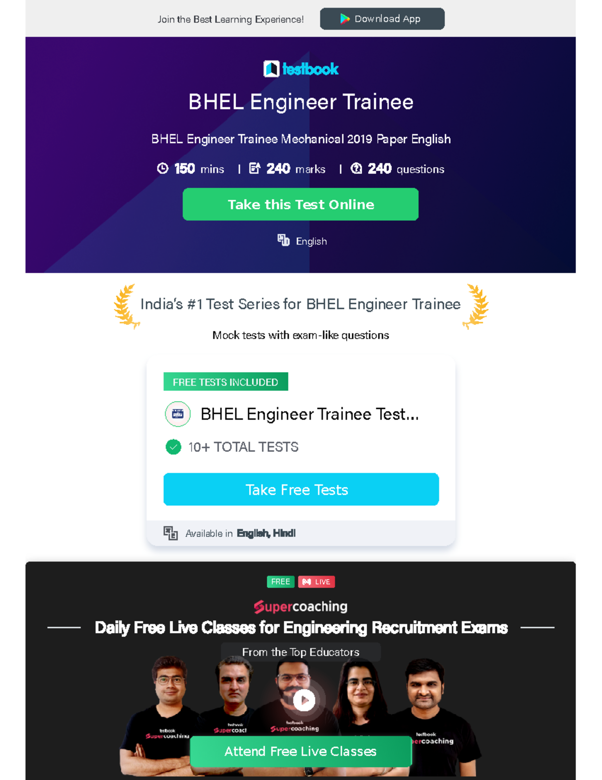 BHEL Engineer Trainee Mechanical 2019 Paper English - Join the Best Learning Experience ...