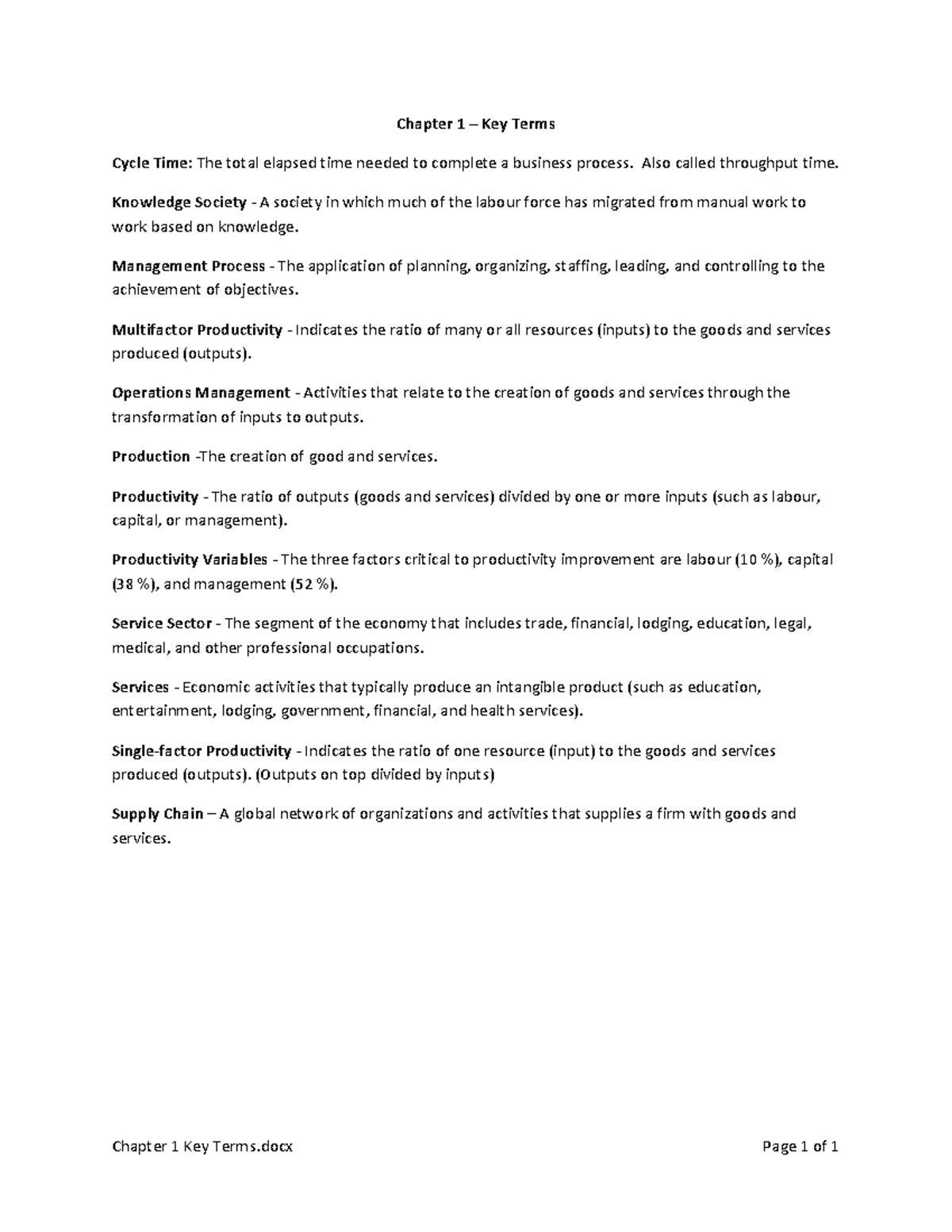 Chapter 1 Key Terms - Lecture notes - Chapter 1 Key Terms Page 1 of 1 ...