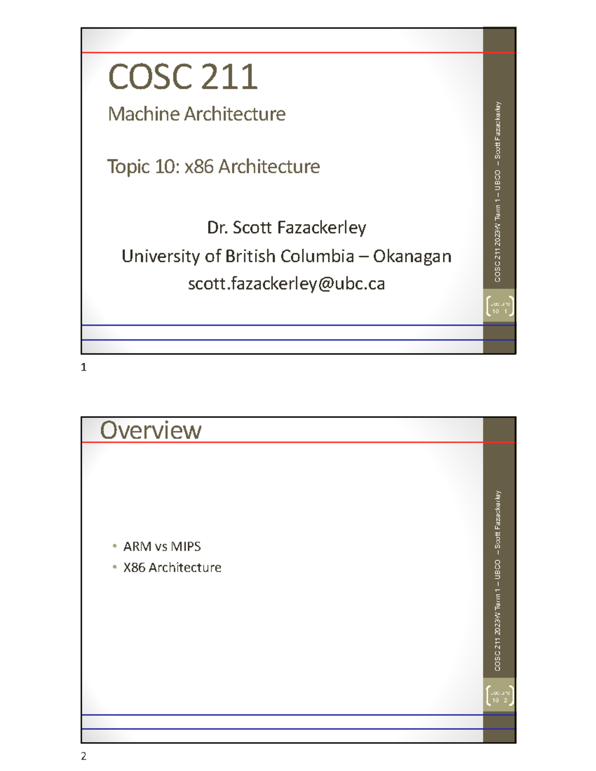 Cosc211 10 X86 Architecture Cosc 211 Machine Architecture Topic 10 X86 Architecture Dr Scott