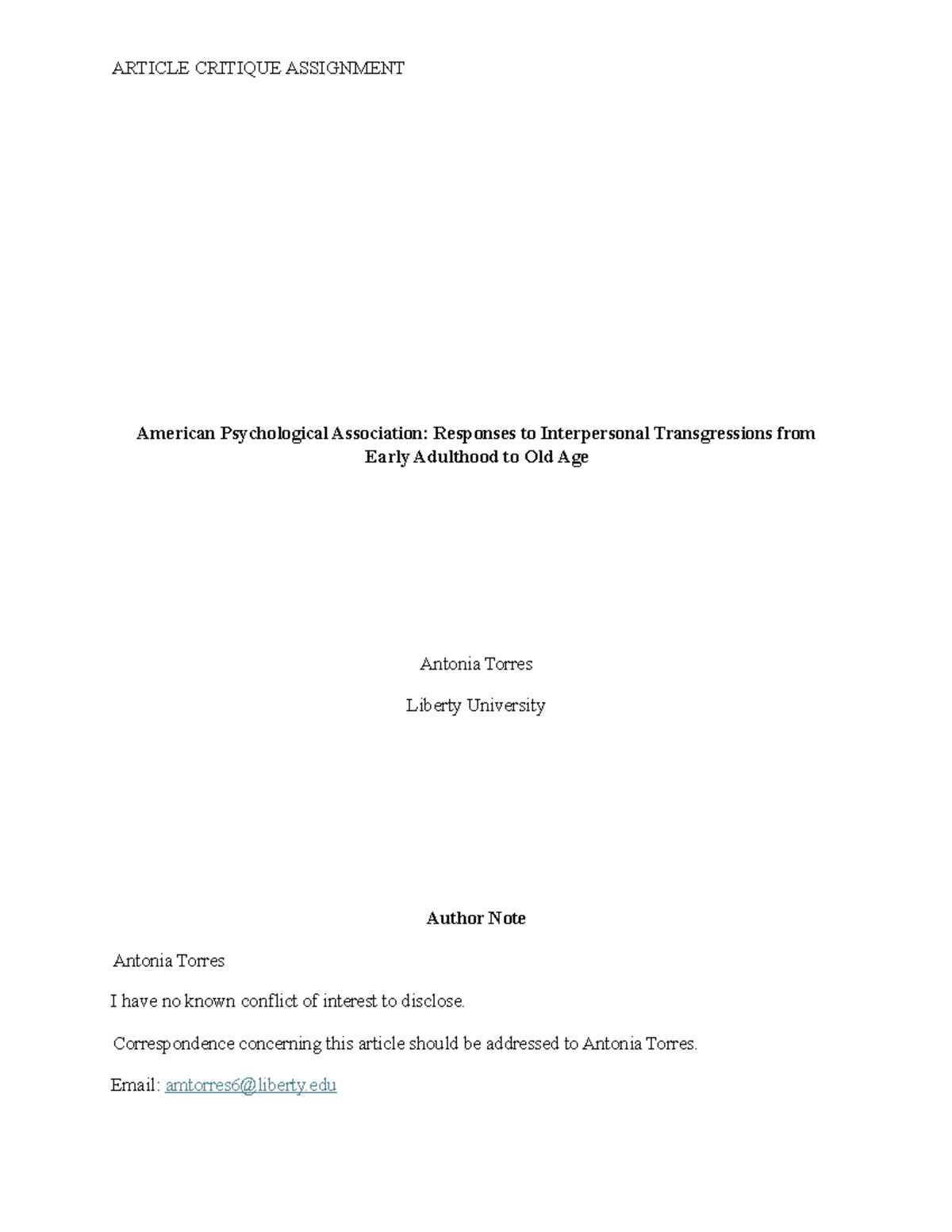 Antonia Torres-Article Critique Assignment- Week 2- PSYC 525 - ARTICLE ...