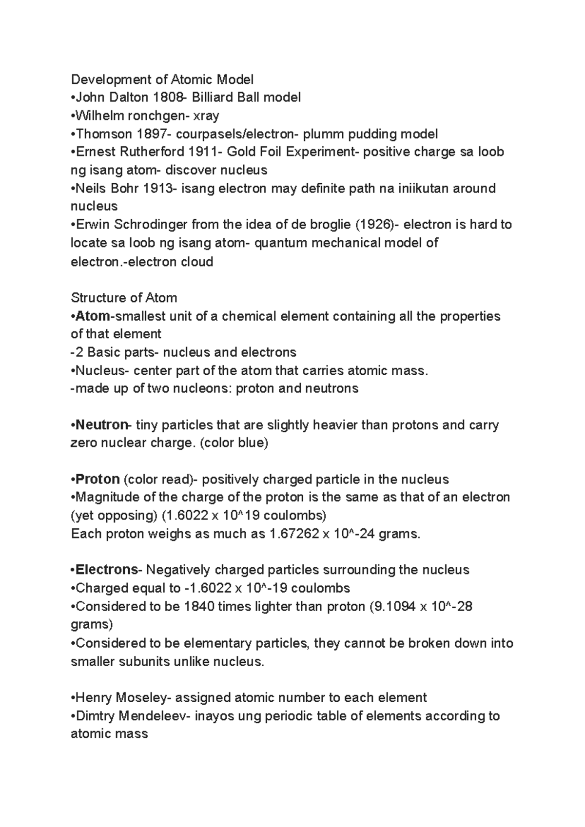 PS- Chemical-1 - And - Development of Atomic Model •John Dalton 1808 ...