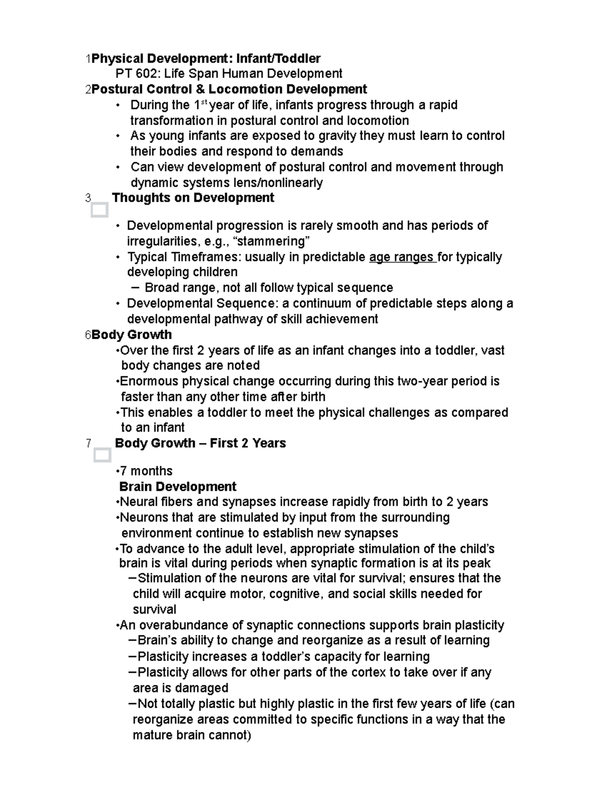 Infant and Toddler Development - 1 Physical Development: Infant/Toddler ...