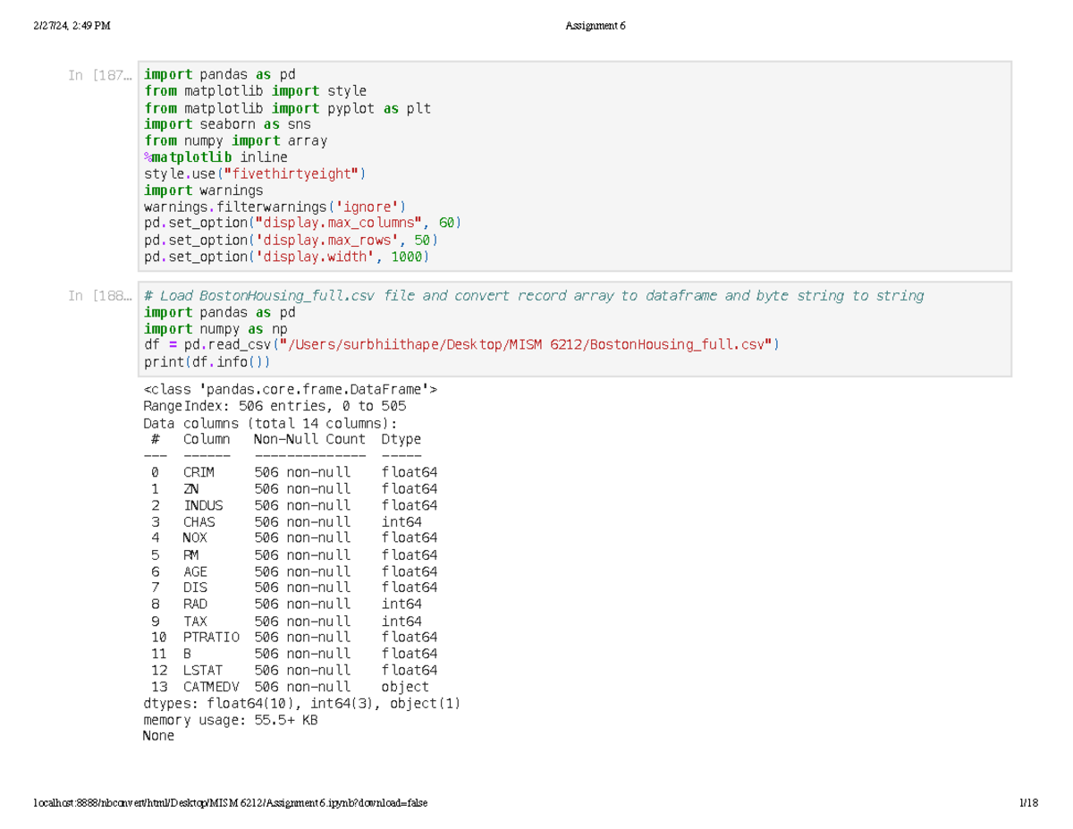 Assignment 6 - Asssignment - 506 entries, 0 to 505 - Studocu