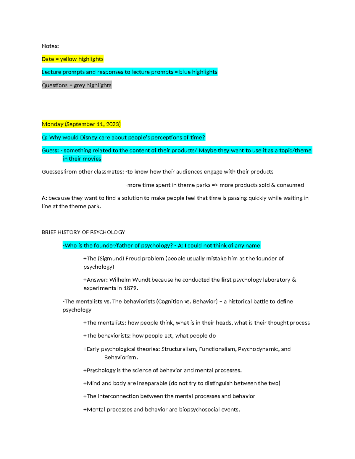 Lecture notes (Week 1) - Notes: Date = yellow highlights Lecture ...