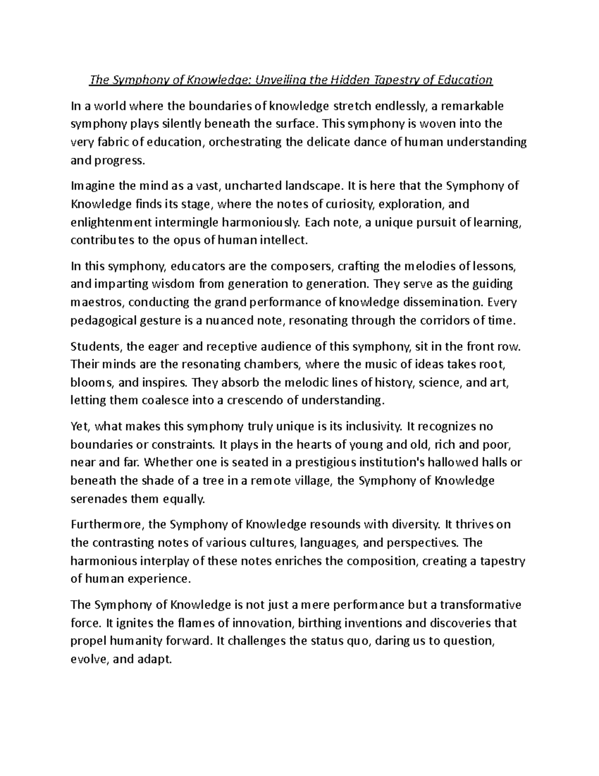 The Symphony of Knowledge - This symphony is woven into the very fabric ...