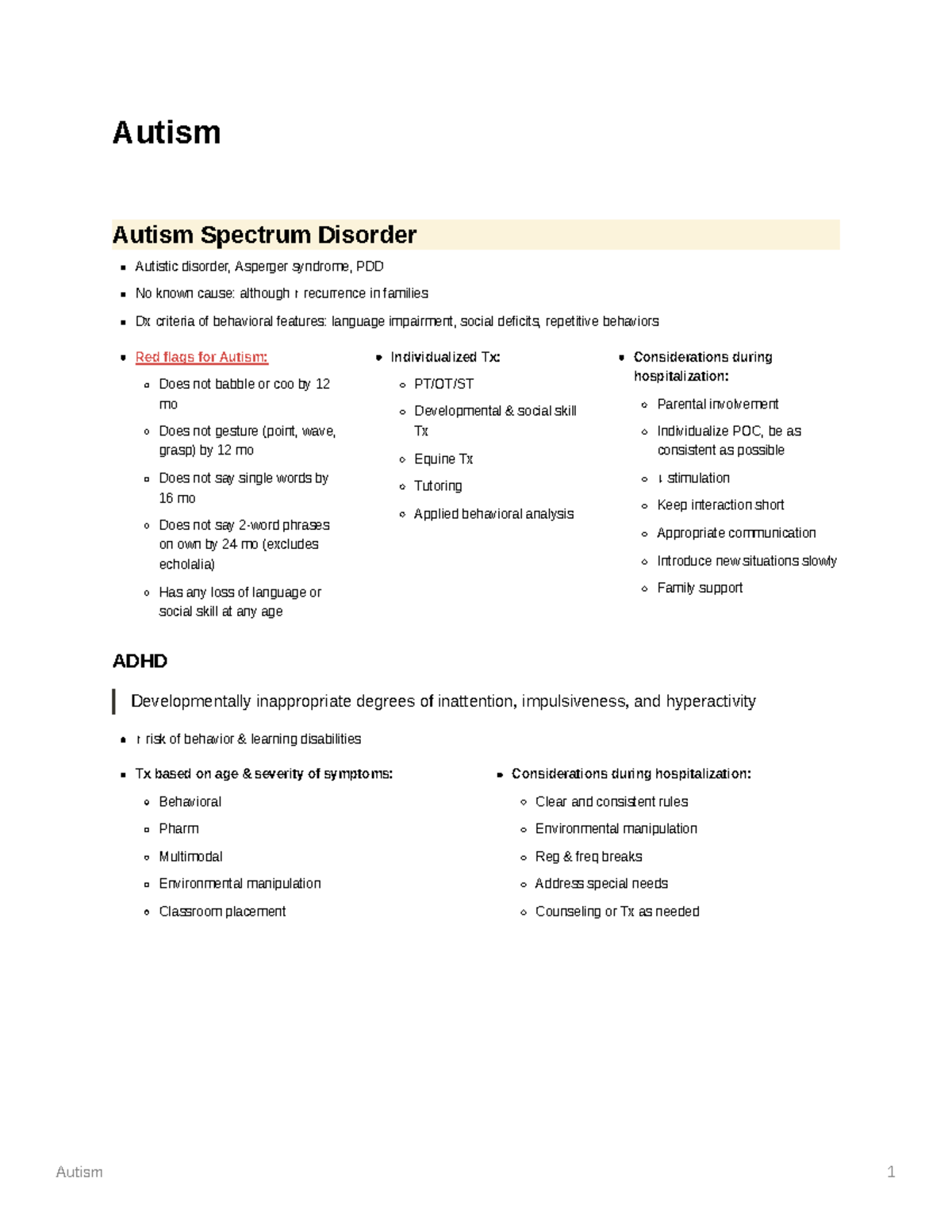 Autism - Notes - Autism 1 Autism Autism Spectrum Disorder Autistic ...